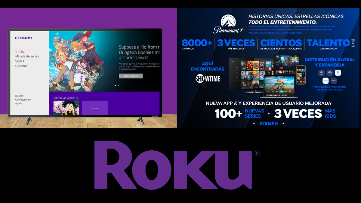 Funimation y Paramount+ ya están disponibles para Roku en México